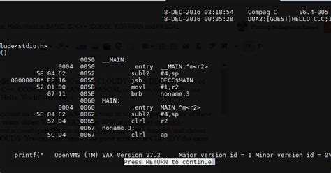 OpenVMS VAX Compiler Fun Hello World In BASIC BLISS C C COBOL FORTRAN And PASCAL