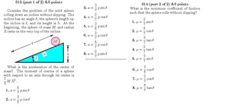 Solved Consider The Problem Of The Solid Sphere Rolling Down