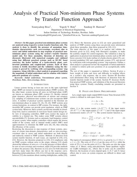 pdf analysis of practical non minimum phase systems by transfer function approach