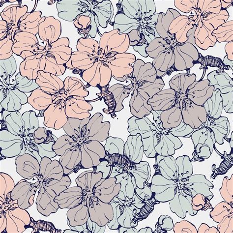 Premium Vector Seamless Pattern With Sakura Branches