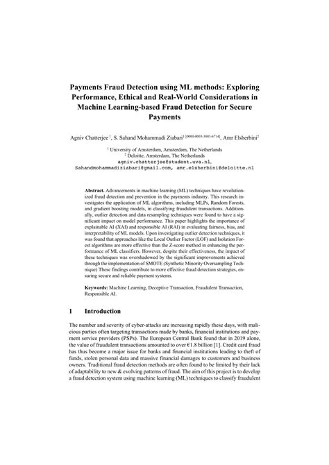 Pdf Payments Fraud Detection Using Ml Methods Exploring Performance