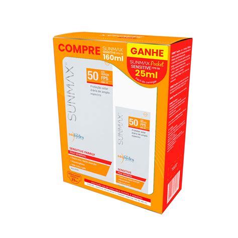 Kit Sunmax Sen Fps50 160ml Gratis Sunmax Sensitive Fps50 25ml Extrafarma