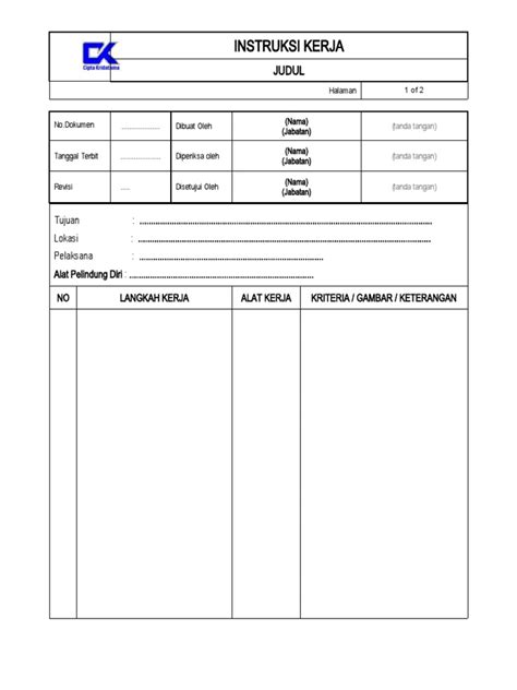 St 00 Qa 004 Format Instruksi Kerja Pdf