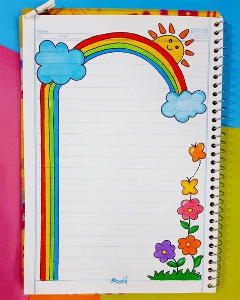 تصاویر ۱۰ مدل کادر دفتر مشق با مداد رنگی برای مدرسه را ببینید نقاشی حاشیه دفتر املا