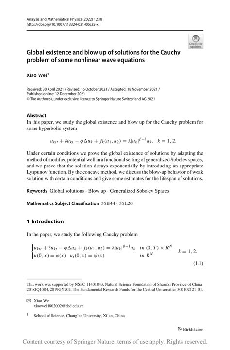 Global Existence And Blow Up Of Solutions For The Cauchy Problem Of