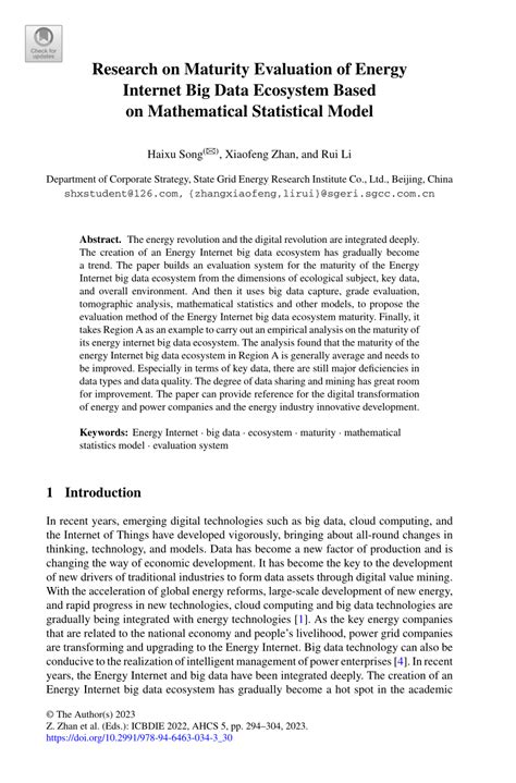 Pdf Research On Maturity Evaluation Of Energy Internet Big Data Ecosystem Based On