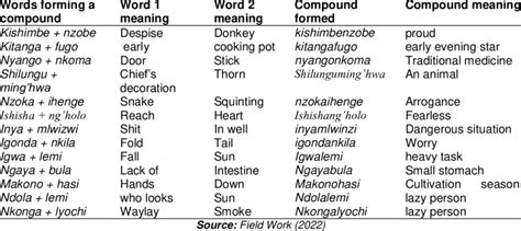 Exocentric Compound Words In Kisukuma Download Scientific Diagram