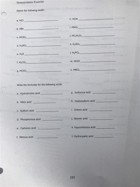 Solved Nomenclature Exercise Name The Following Acids A Chegg