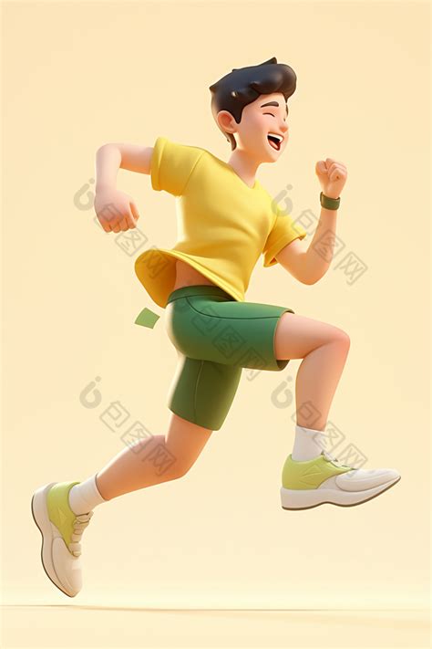 积极少年在动画里奔跑畅享运动乐趣高清图片下载 包图网