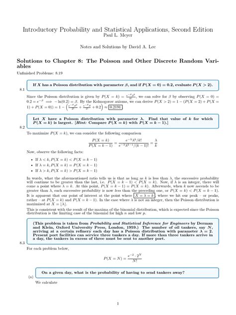 Chapter 8 The Poisson And Other Discrete Random Variables Pdf Poisson Distribution
