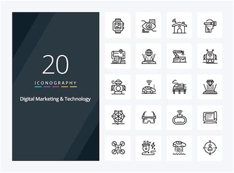 Premium Vector Digital Marketing And Technology Outline Icon For Presentation Vector Line