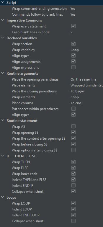 datagrip sql code style list items wrapping not chopping ides