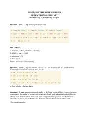 ISE 135 HW4 Solution Key Spring 2023 Docx ISE 135 COMPUTER BASED MODELING HOMEWORK 5 SOLUTION