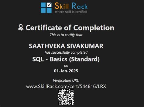 Sql Skillrack Learning Certification Saathveka Sivakumar