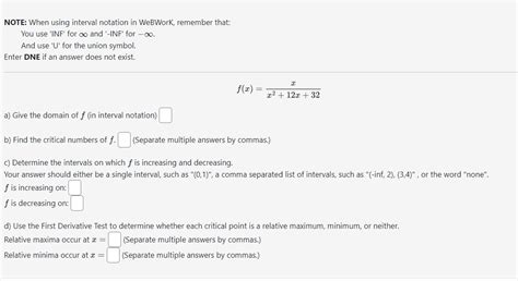 NOTE When Using Interval Notation In WeBWorK Chegg Com