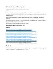 EBP Identification Of Clinical Question Topic 4 Docx EBP Identification Of Clinical Question