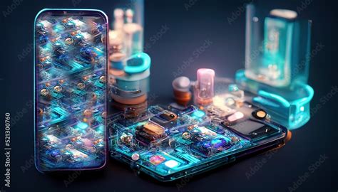 Microchip Electronic Components Of A Mobile Device On A Printed Circuit Board Or Motherboard