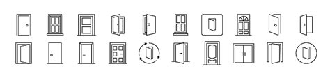 얇은 아이콘의 문 세트입니다 편집 가능한 스트로크 웹 사이트 책 카드 앱에 적합 문에 대한 스톡 벡터 아트 및 기타 이미지 문 아이콘 가정의 방 Istock