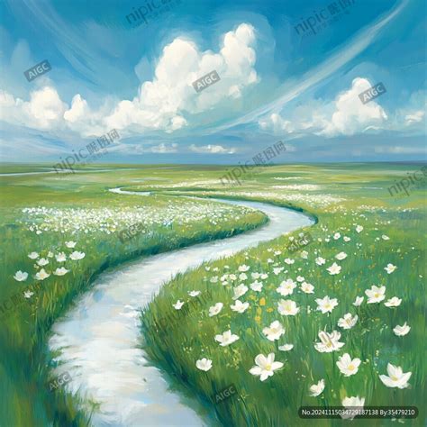 Ai创作图草地原画 草原风光插画 青草地小河 风景厚涂 草地野花河流 宽屏风景画 插画风景画 大草原小溪 插画唯美风景 厚涂景色 大草原插画 清爽风景画 河流溪流草地 河流插画 风景原画
