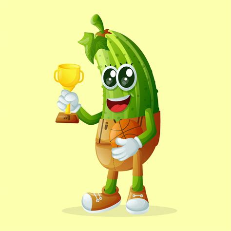 Cute Cucumber Characters Playing Basketball 25551333 Vector Art At Vecteezy