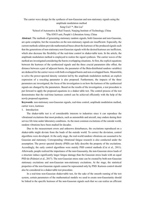 PDF The Carrier Wave Design For The Synthesis Of Non Gaussian And Non