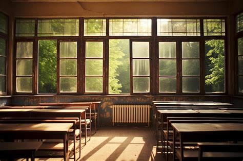Premium Ai Image A Classroom With A Window That Has The Word On It