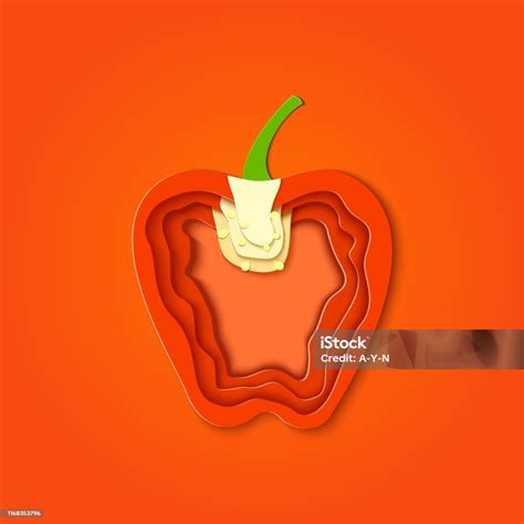 종이는 고추를 잘라 벡터 종이 는 식품 포장의 디자인을위한 달콤한 후추의 형태로 디자인을 잘라 벡터 그림입니다 종이 아트 스타일