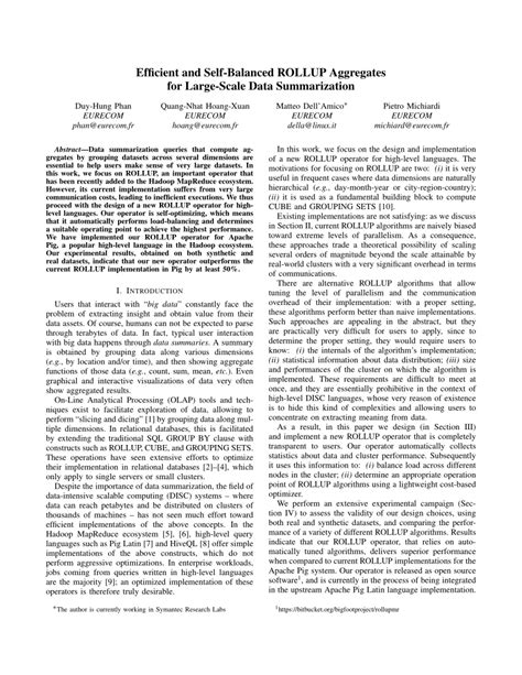 pdf efficient and self balanced rollup aggregates for large scale data summarization
