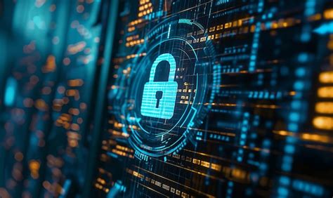 Premium Ai Image Cybersecurity Fortress Digital Lock Amidst Glowing Circuitry On A Virtual