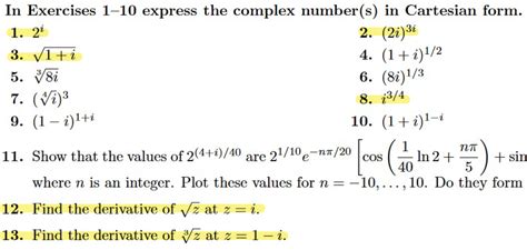 Solved In Exercises 1 10 Express The Complex Number S In