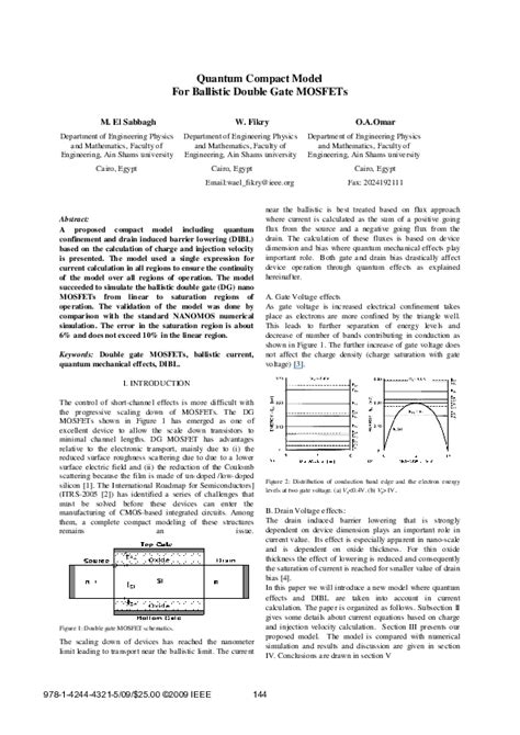 Pdf Quantum Compact Model For Ballistic Double Gate Mosfets