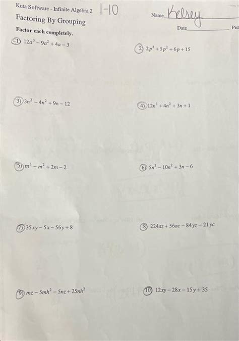 Solved Kuta Software Infinite Algebra 2 Factoring By