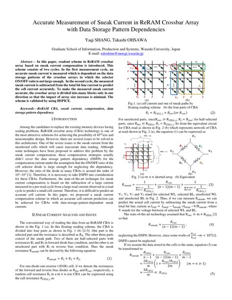 Pdf Accurate Measurement Of Sneak Current In Reram Crossbar Array