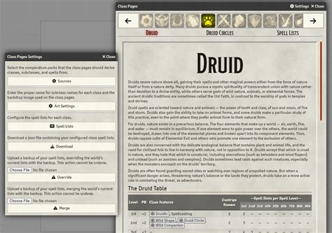 Class Pages Foundry Virtual Tabletop
