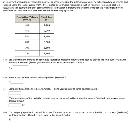 Solved An Important Application Of Regression Analysis In