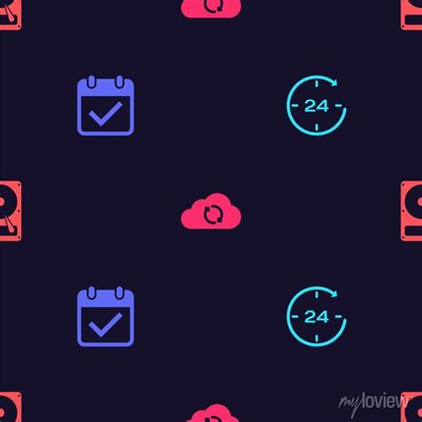 Set Clock Hours Calendar With Check Mark Cloud Sync Refresh Wall Stickers Information