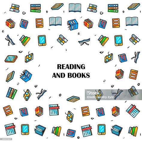 추상 낙서 프레임 요소 손으로 그린 컬렉션 책 스케치 벡터 디자인 스타일 배경 읽기 교육 도서관 전자 책 일러스트 만화 아이콘 공부에 대한 스톡 벡터 아트 및 기타 이미지