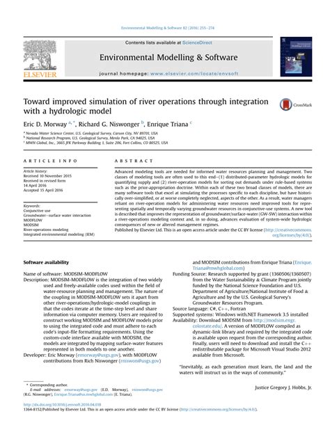 Pdf Toward Improved Simulation Of River Operations Through