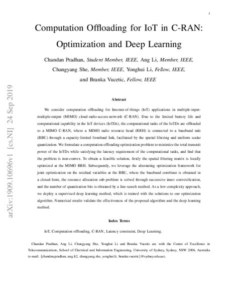pdf computation offloading for iot in c ran optimization and deep