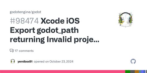 xcode ios export godot path returning invalid project path specified project name aborting