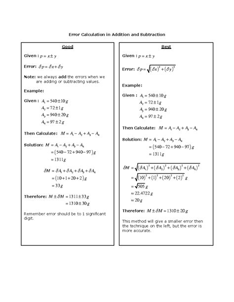 Error Calculation Naaaaa Error Calculation In Addition And