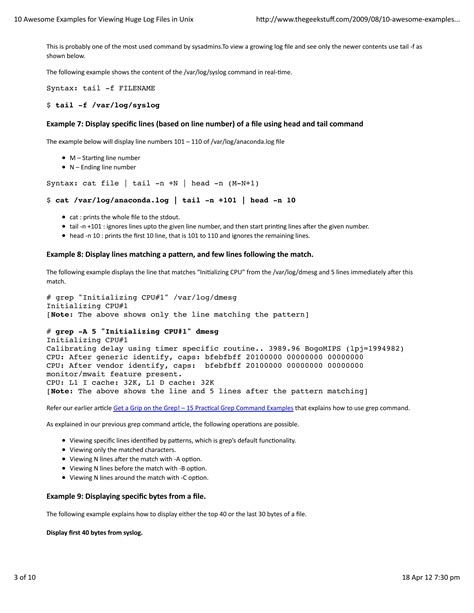 10 Awesome Examples For Viewing Huge Log Files In Unix Pdf