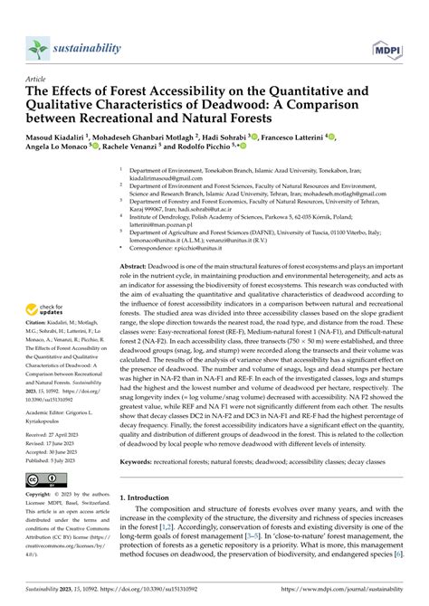 Pdf The Effects Of Forest Accessibility On The Quantitative And