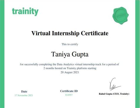 Taniya Gupta On Linkedin Internship Learning Dataanalytics Intern Trainity Opportunity