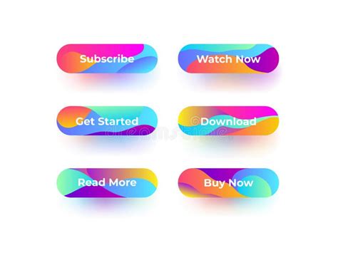 modern rounded bright colored gradient button set for your website or
