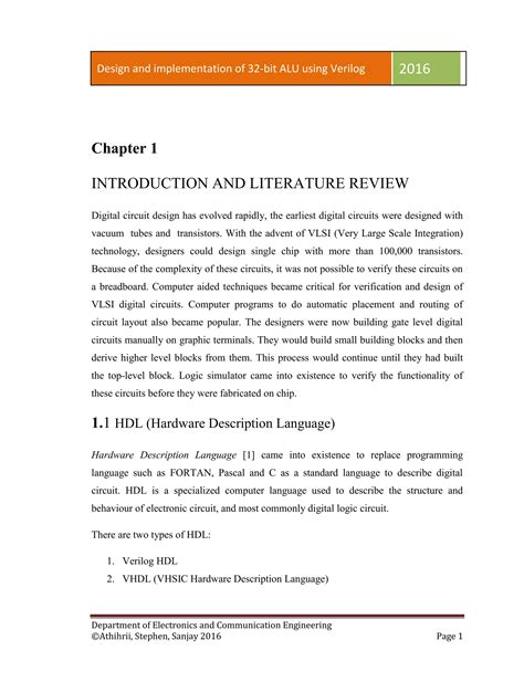 Design And Implementation Of 32 Bit Alu Using Verilog Pdf
