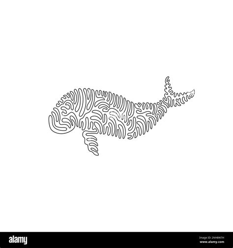 Continuous Curve One Line Drawing Of Adorable Dugong Abstract Art