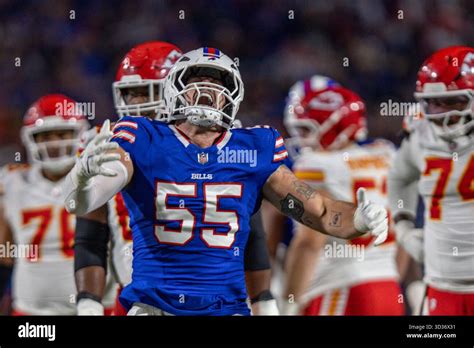 Buffalo Bills Defensive End Michael Hoecht 55 Celebrates During An Nfl Football Game Against