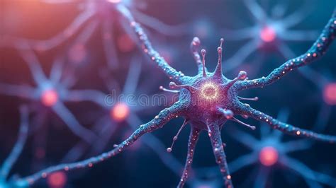 A Detailed View Of A Neuron Highlights Its Complex Structure Stock