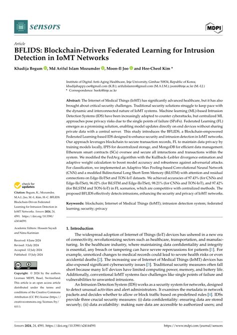 Pdf Bflids Blockchain Driven Federated Learning For Intrusion Detection In Iomt Networks